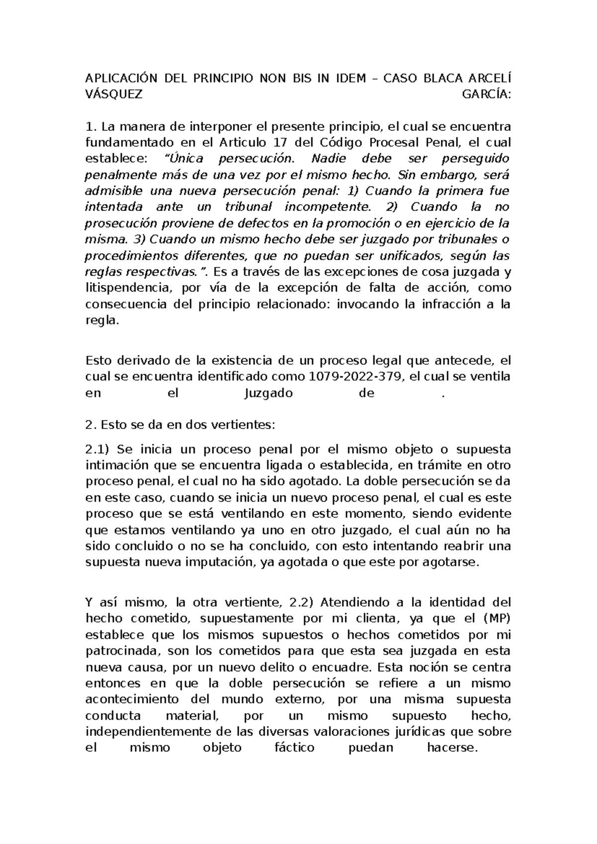 AplicacióN DEL Principio NON BIS IN IDEM - APLICACIÓN DEL PRINCIPIO NON ...