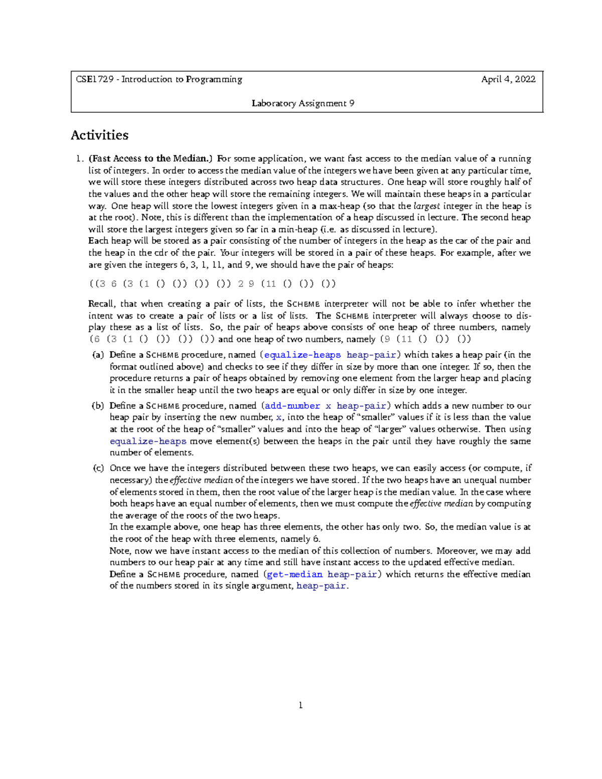 Lab-9 - cse - CSE1729 - Introduction to Programming April 4, 2022 Laboratory Assignment 9 ...