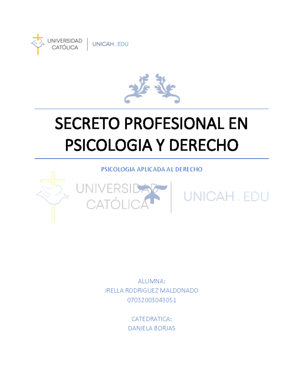 Secreto Profesional en Psicologia y Derecho - SECRETO PROFESIONAL EN PSICOLOGIA Y DERECHO ...