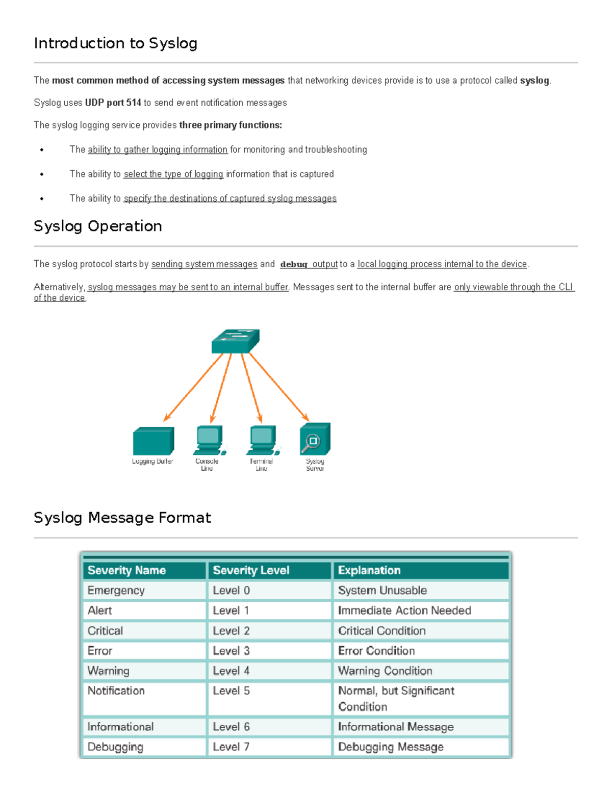 Introduction to Syslog - Syslog uses UDP port 514 to send event ...