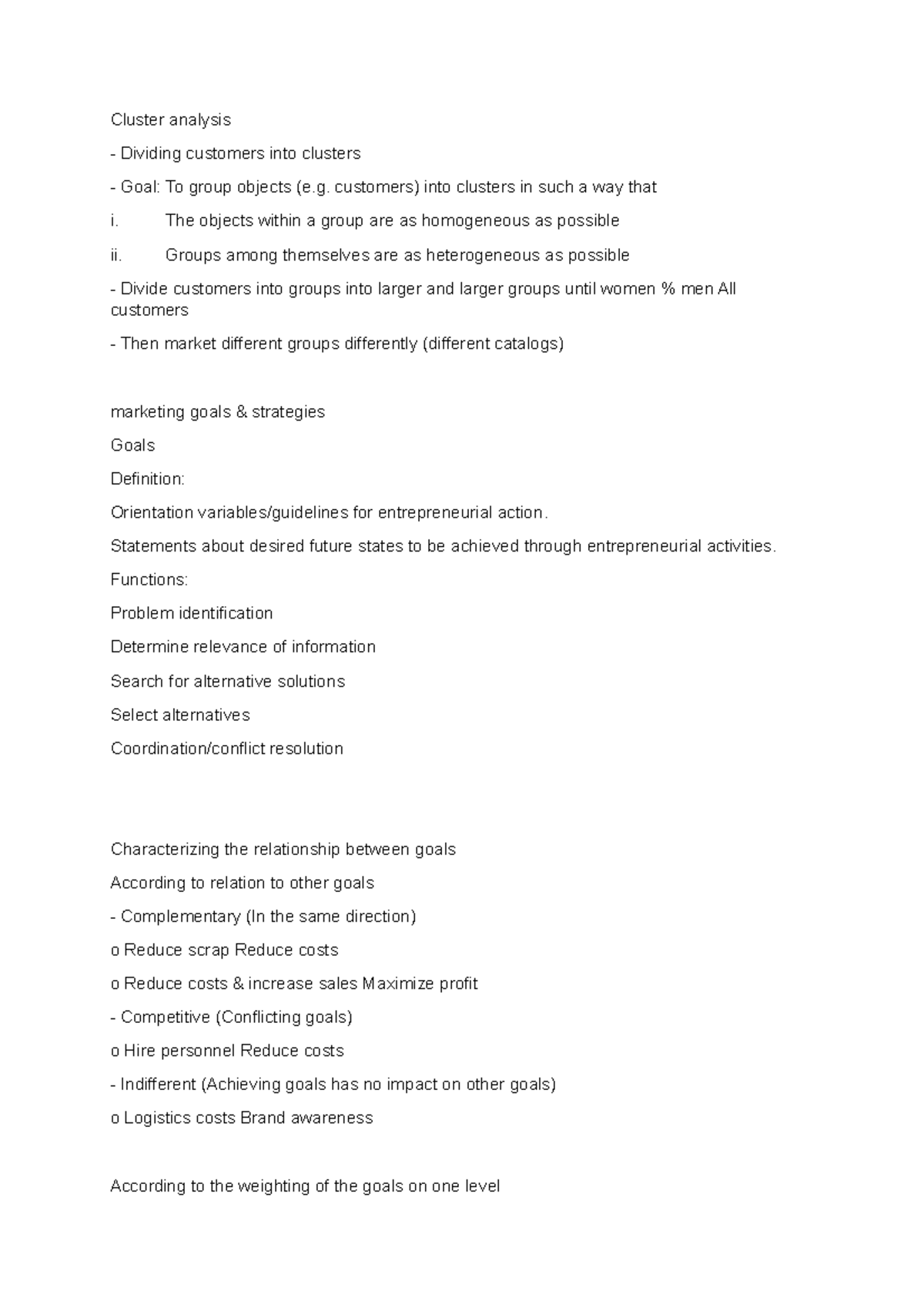 Cluster analysis - Marketing Notes - Cluster analysis Dividing ...
