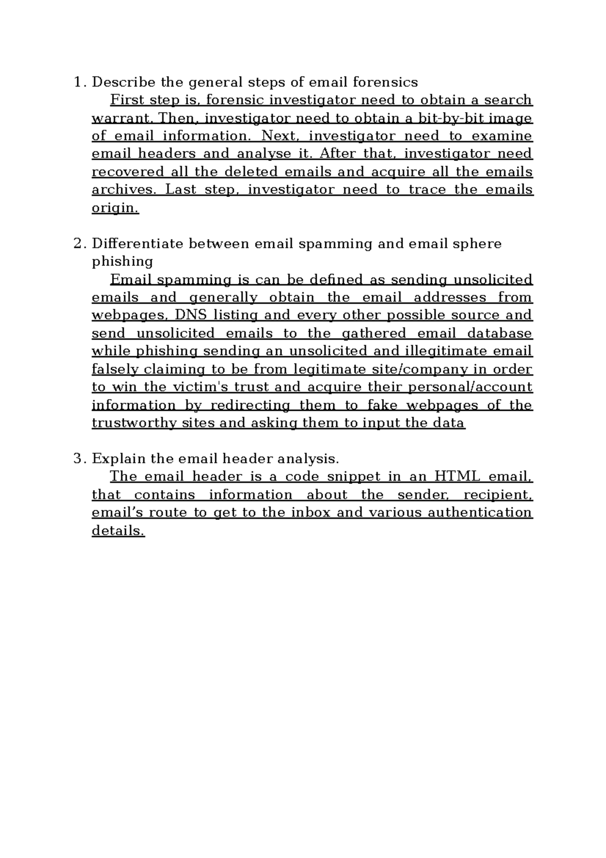 EMAIL IN DIGITAL FORENSIC - Describe the general steps of email ...