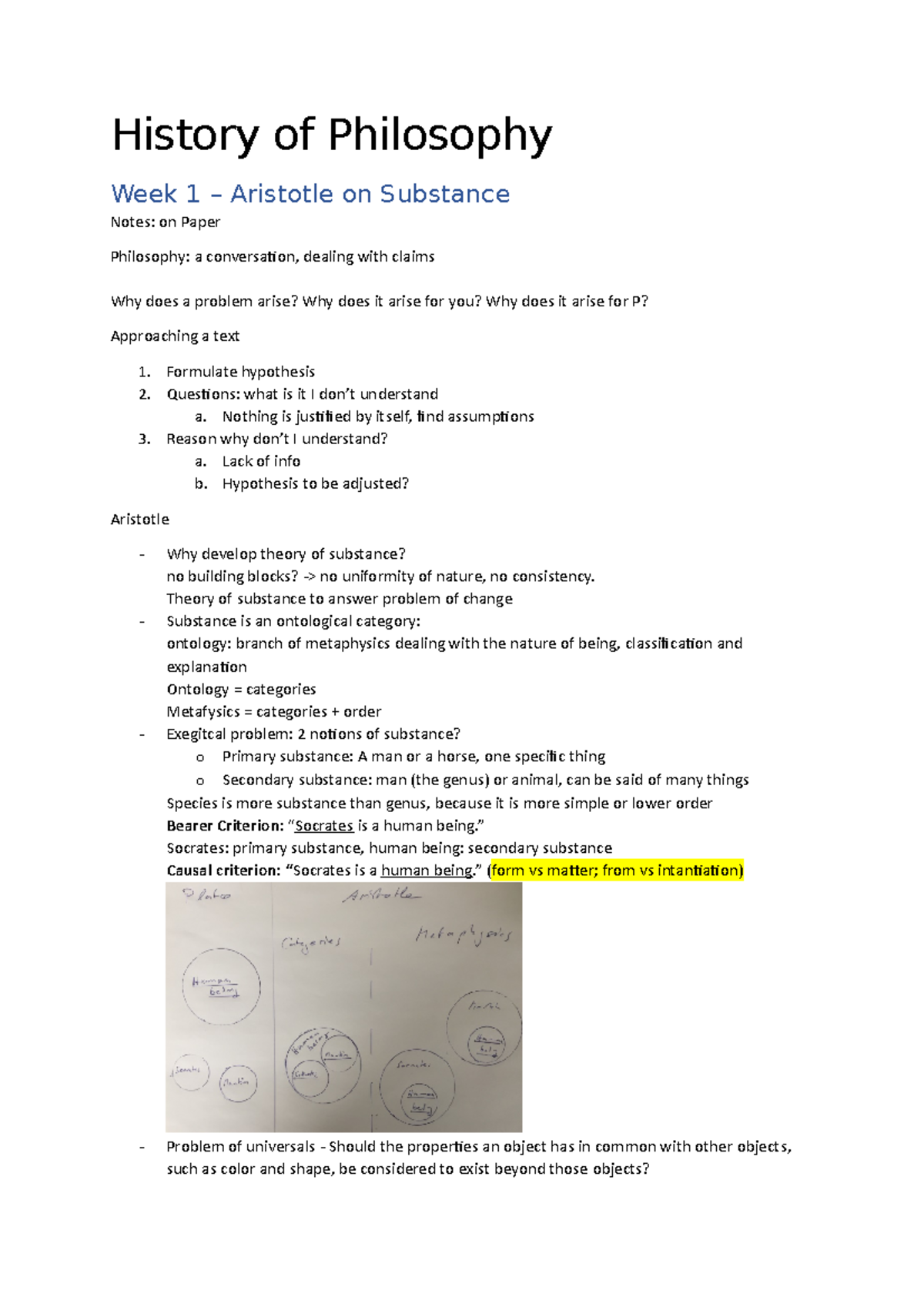 History of Philosophy notes 1-3 - History of Philosophy Week 1 ...