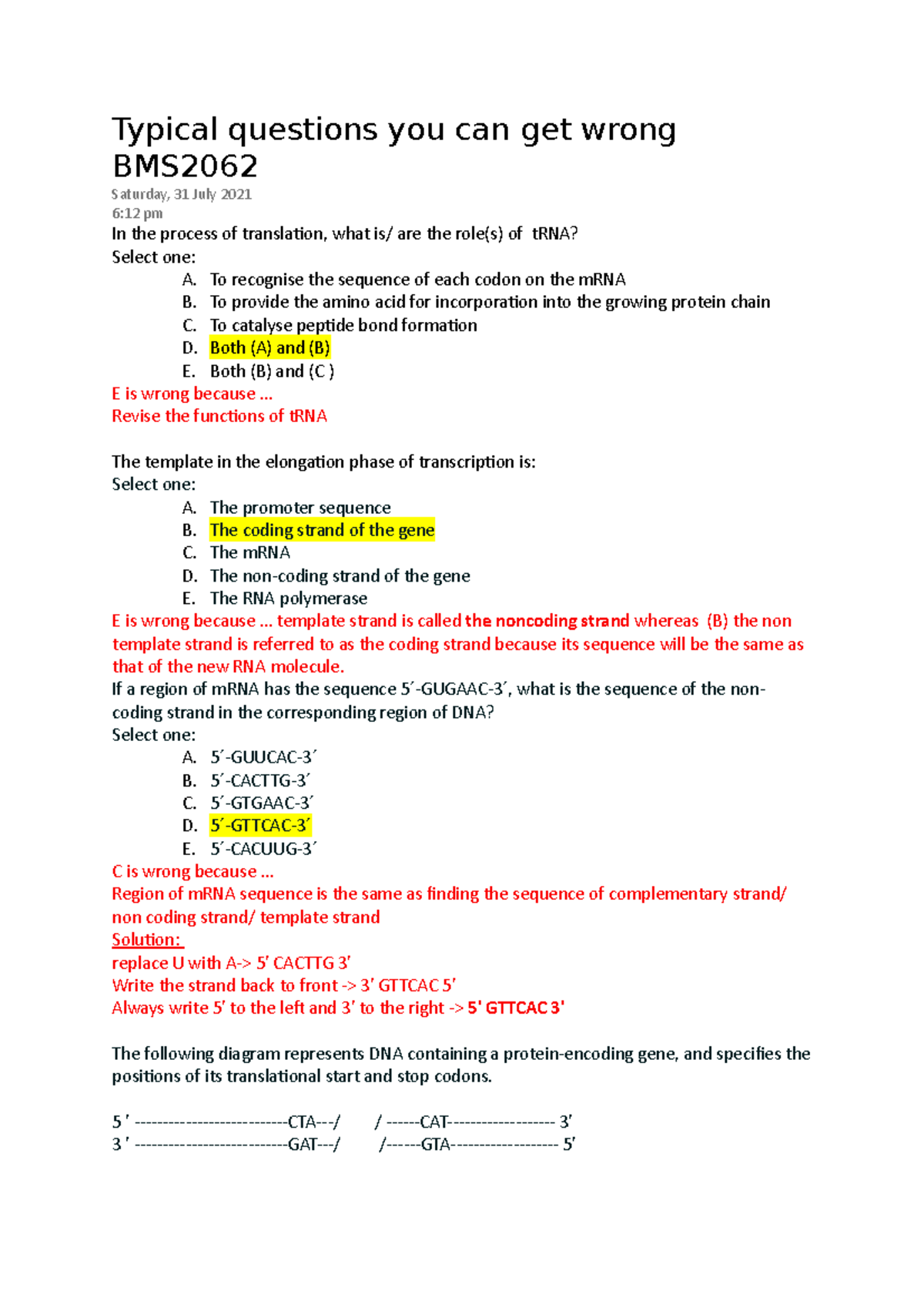 BMS2011 1 - practice questions - Typical questions you can get wrong ...