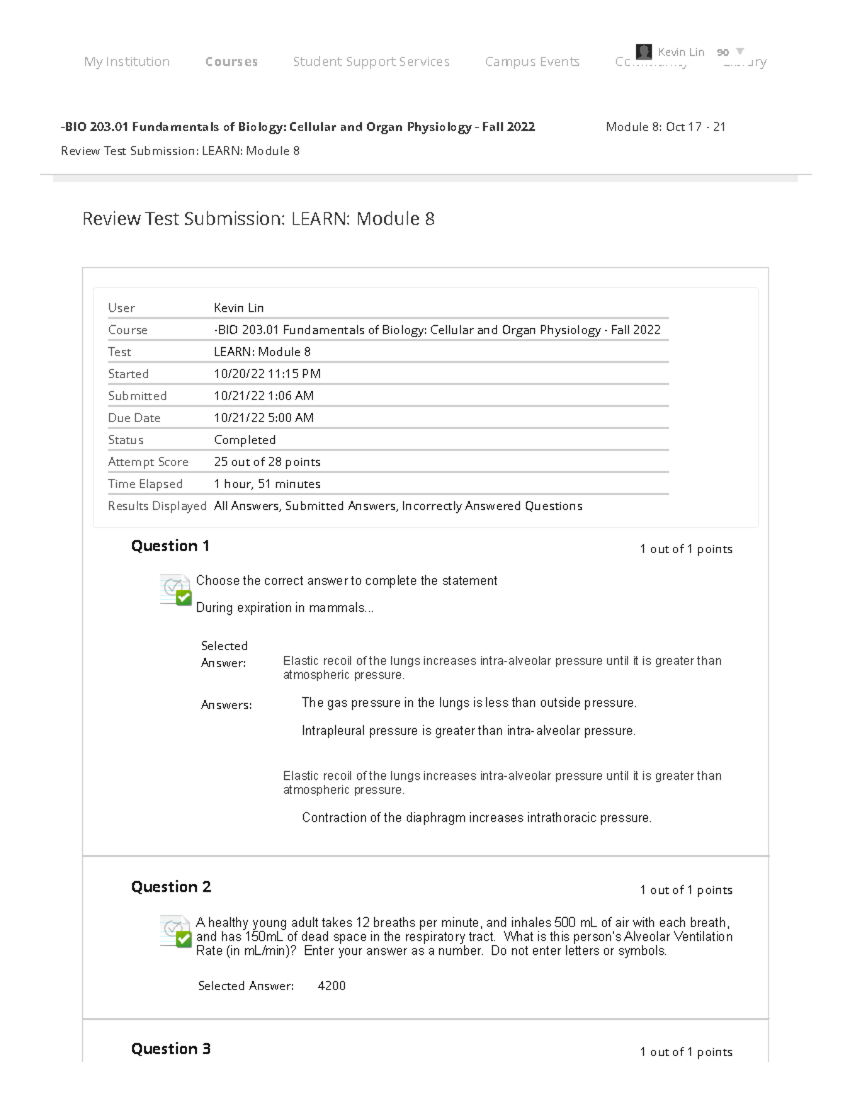 Review Test Submission Learn Module 8 – -BIO 203.01 - Review Test ...