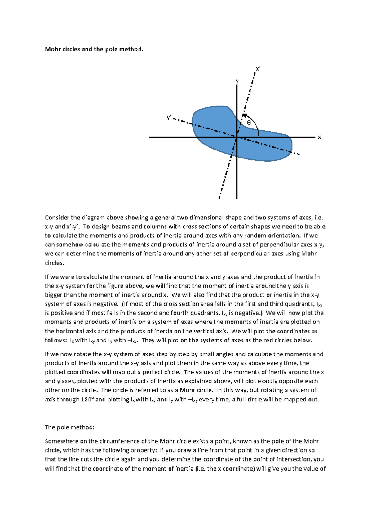 Mohr circles and the pole method - Consider the diagram above showing a ...