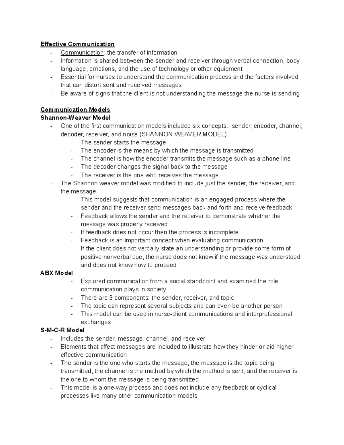 EF Communication - Dr.Williams class notes - Effective Communication ...