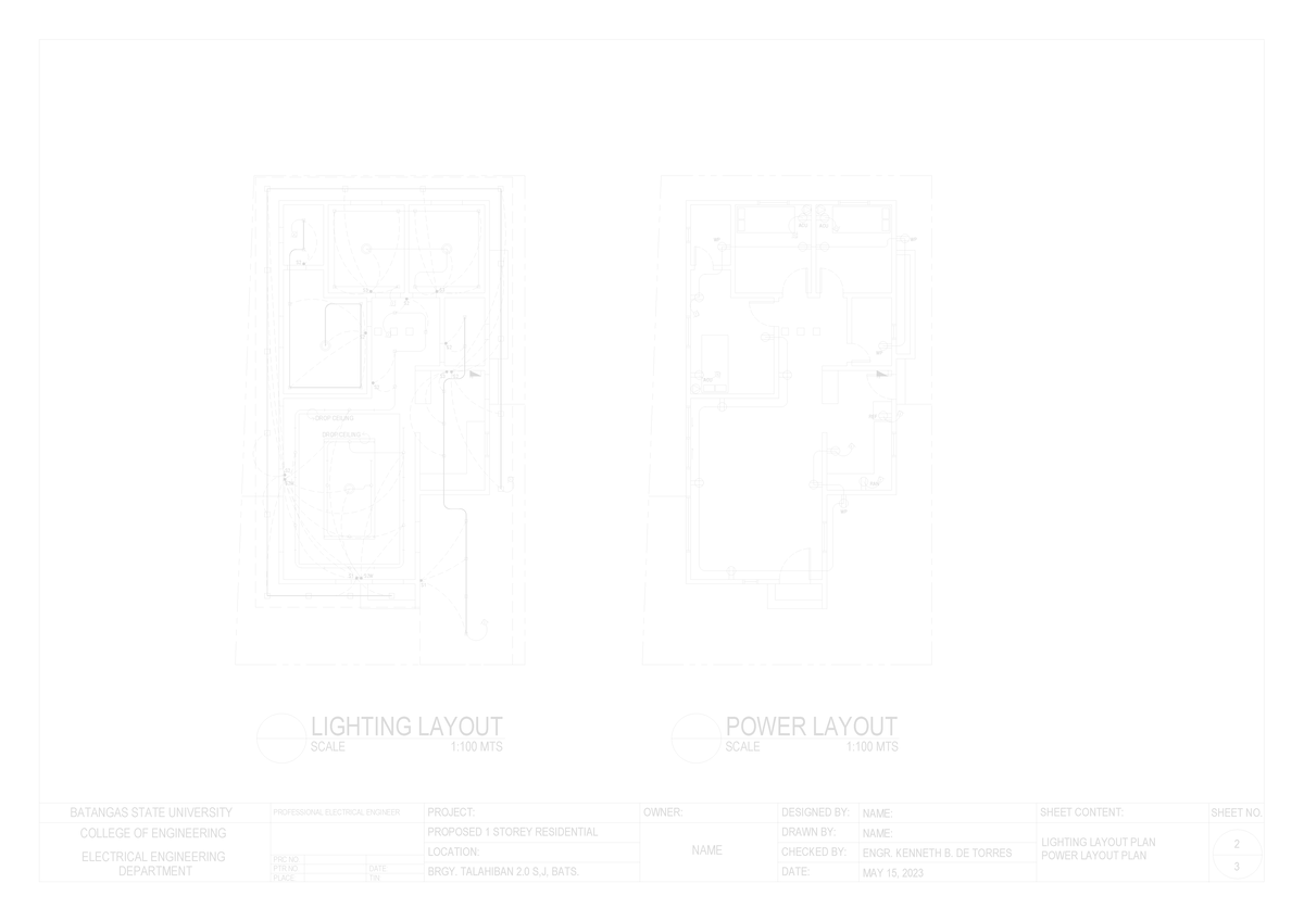 ELEC Layout C Model - LIGHTING LAYOUT SCALE 1:100 MTS DROP CEILING PB ...