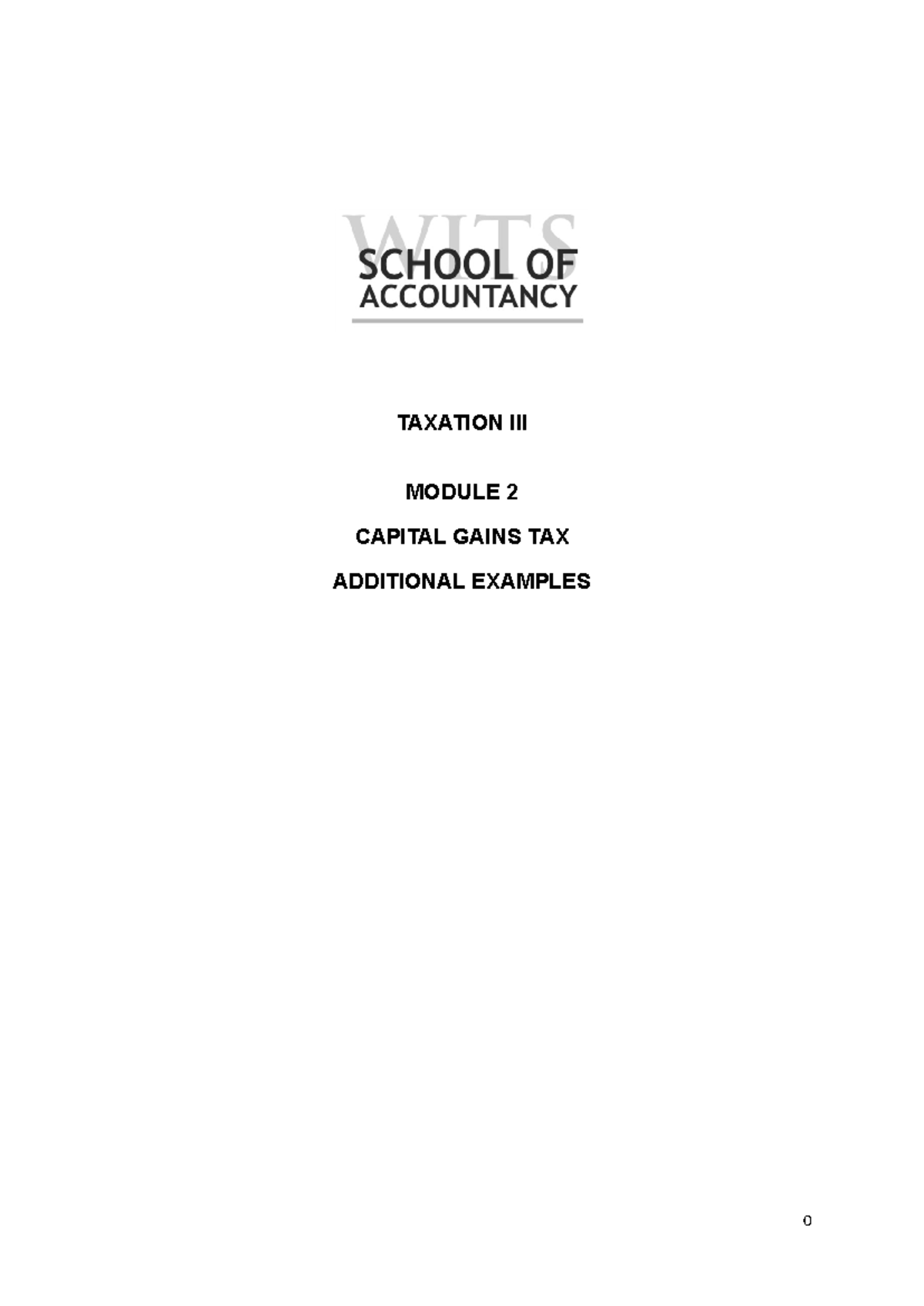 CGT Examples - Example - TAXATION III MODULE 2 CAPITAL GAINS TAX ...