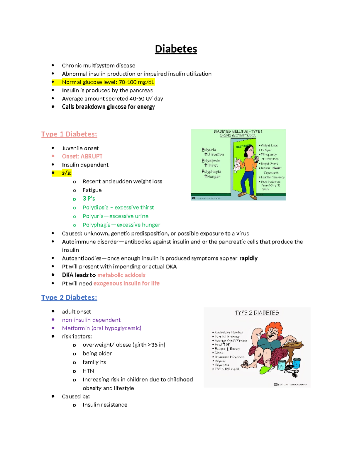 Diabetes - study guide made by me :) - Diabetes Chronic multisystem ...