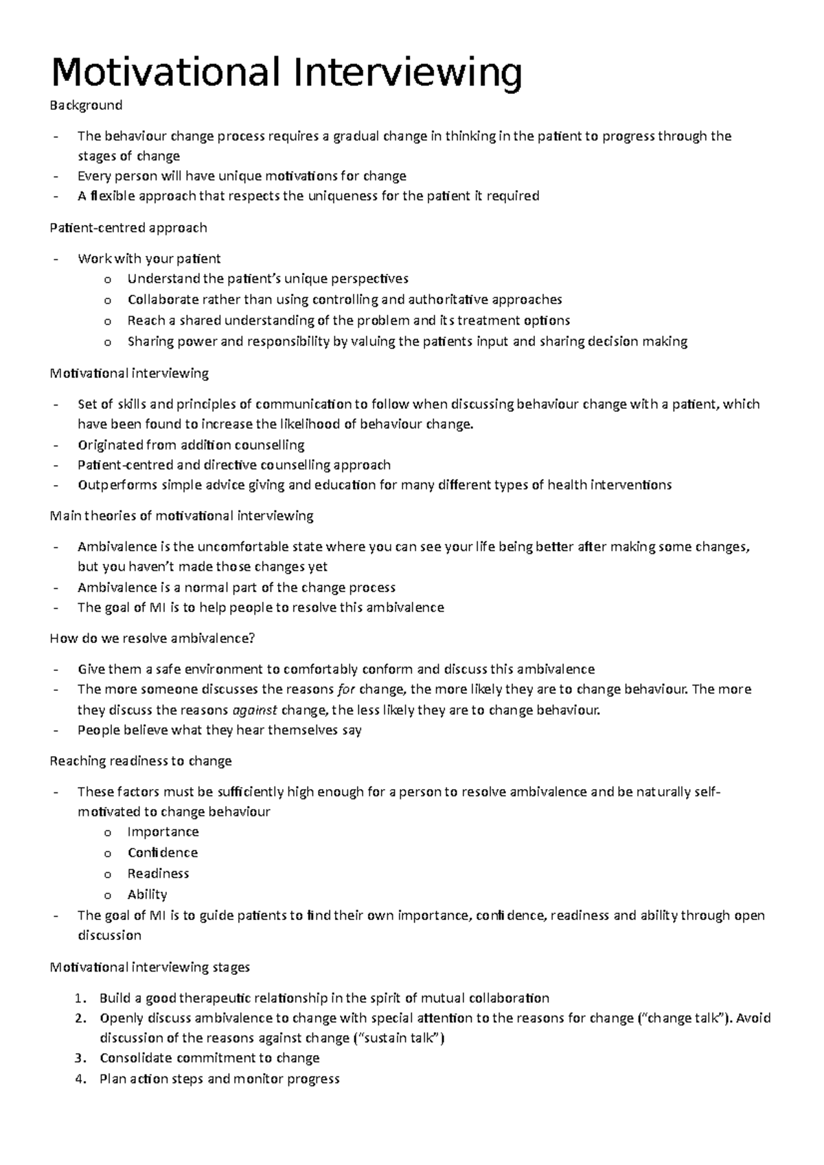 L8 Motivational Interviewing - Motivational Interviewing Background The ...