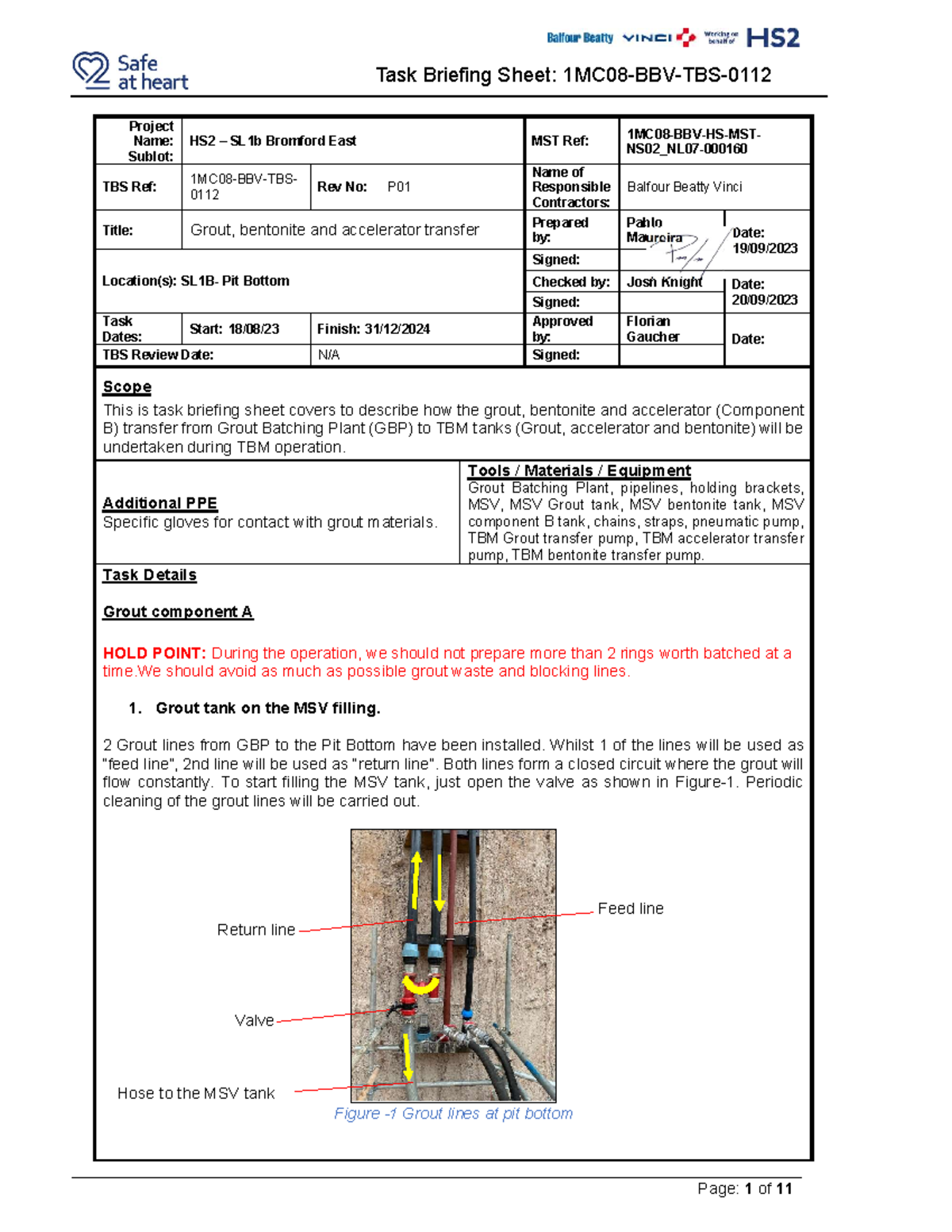 1MC08-BBV-TBS-0112- Grout, bentonite and accelerator transfer - Project ...