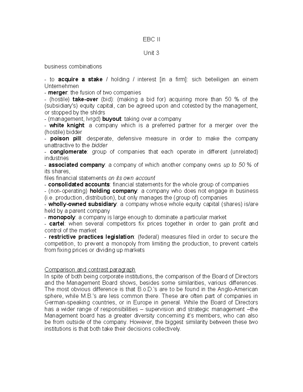 EBC II - Chapter 3 - EBC II Unit 3 business combinations to acquire a ...