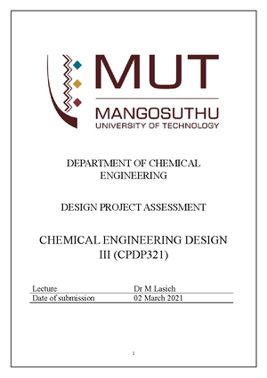 21909049 (Design Project) - DEPARTMENT OF CHEMICAL ENGINEERING CHEMICAL ...