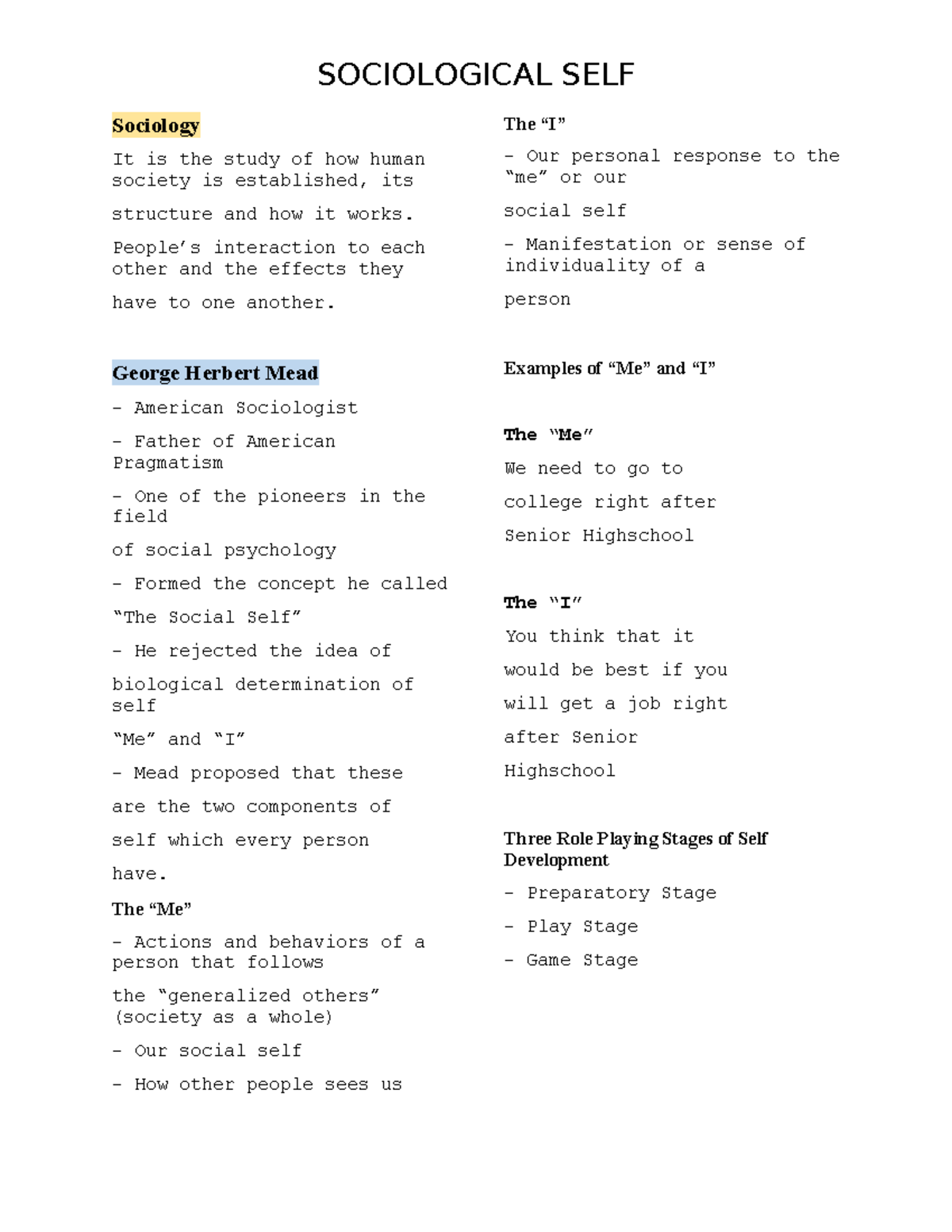 Sociological self - SOCIOLOGICAL SELF Sociology It is the study of how ...