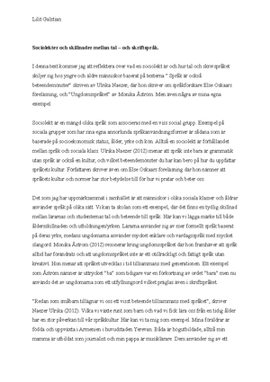 Språklig variation - Betyg: A - Språklig variation Språk är en av ...