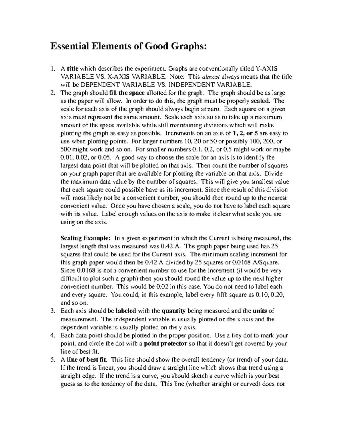 Graphing Handout EZ - Graphs and charts - Essential Elements of Good ...