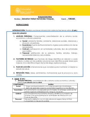 Plan de autocuidado unidad 5 - 1. PLAN DE ACCIÓN ÁREAS DE SALUD FACTOR ...