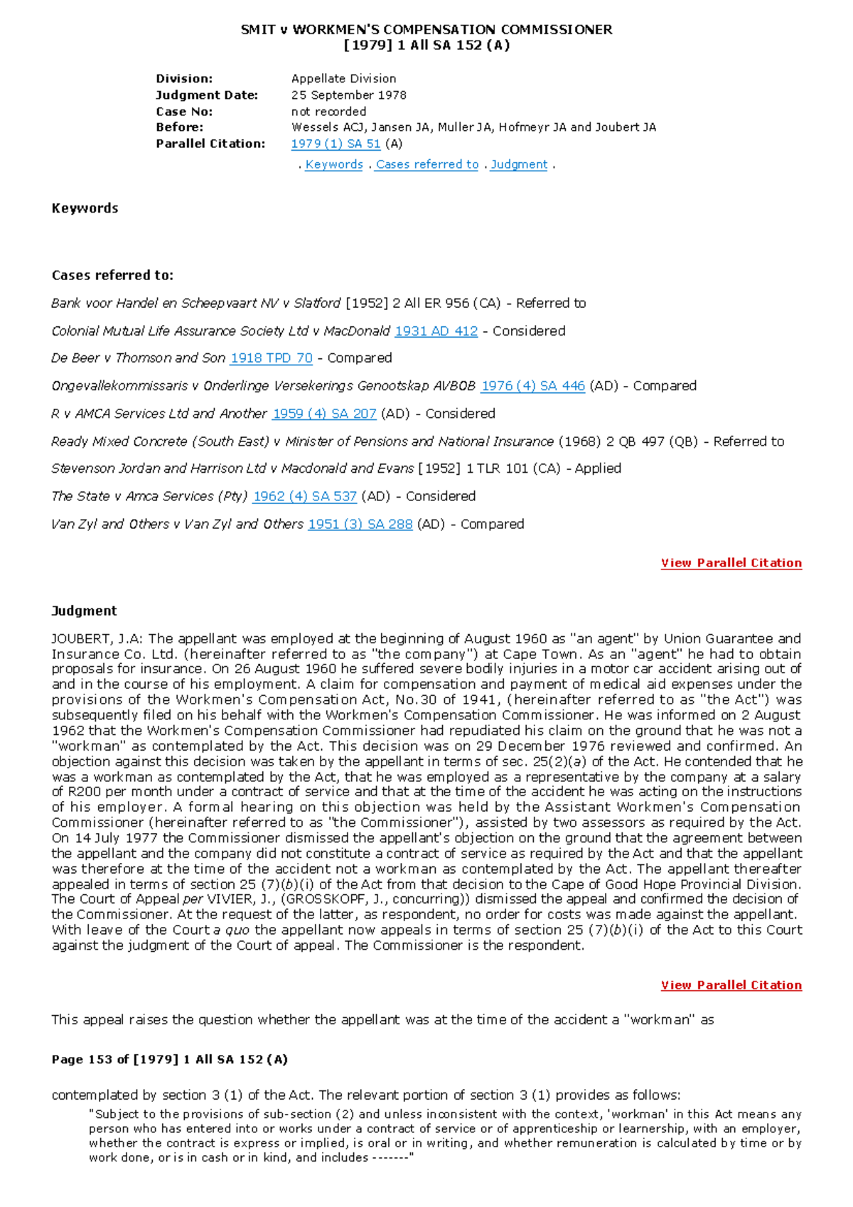 SMIT v Workmen'S Compensation Commissioner [1979] 1 All SA 152 (A ...