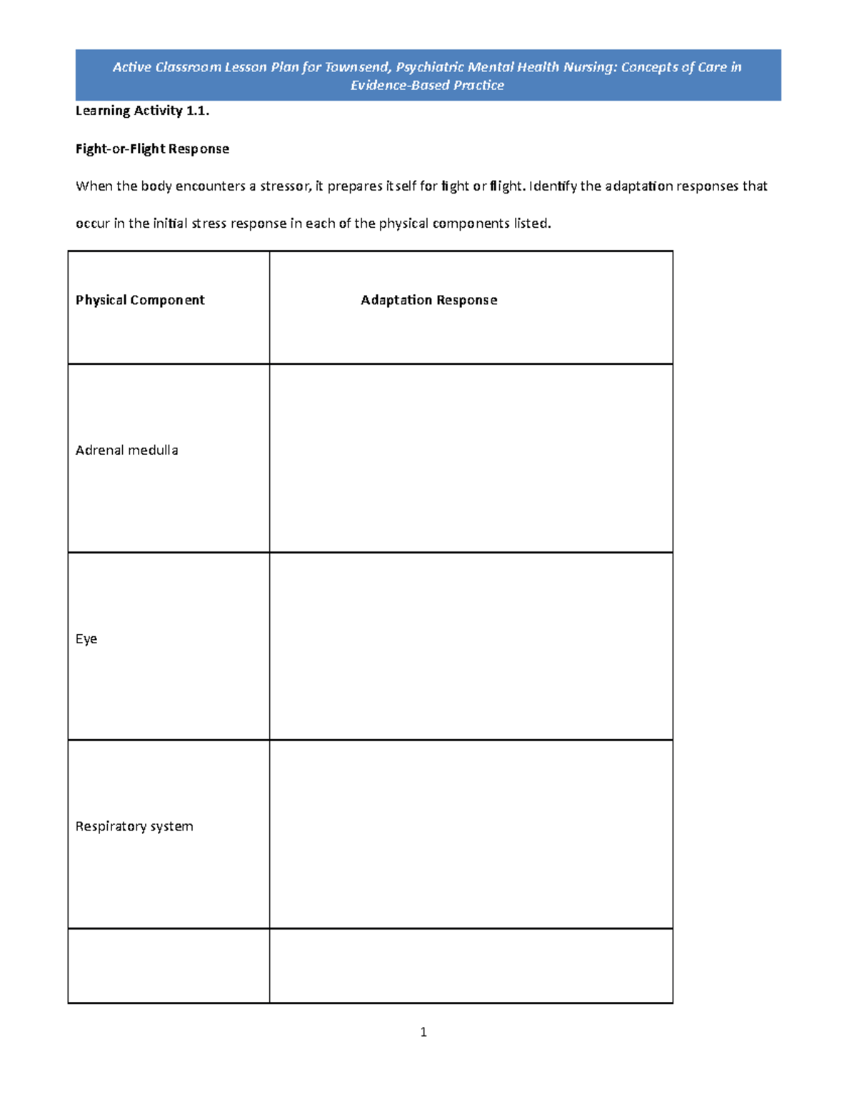 Mental health Lesson Plans and Study Guide F2021 - NUR-355 - Cal ...