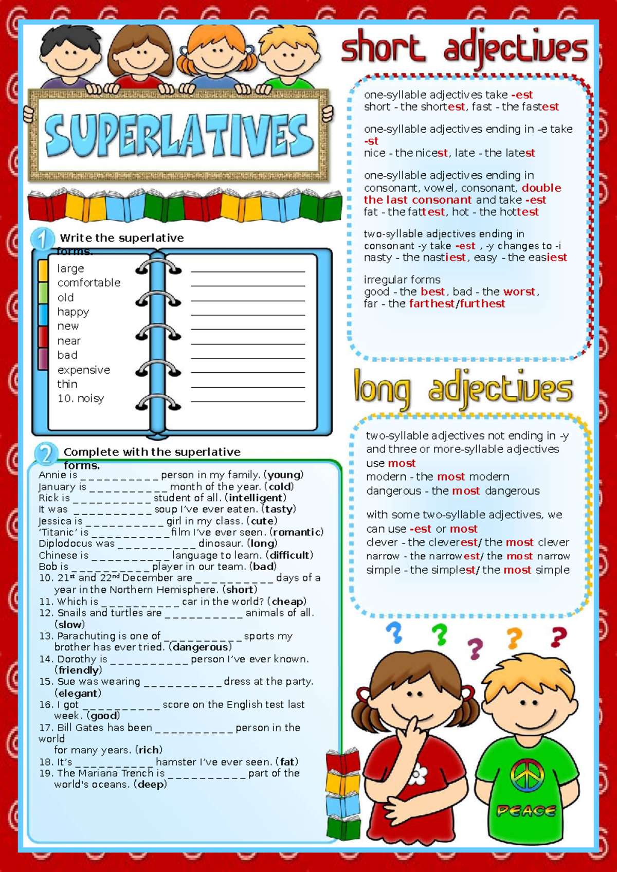 Superlatives - revision - one-syllable adjectives take -est short - the ...
