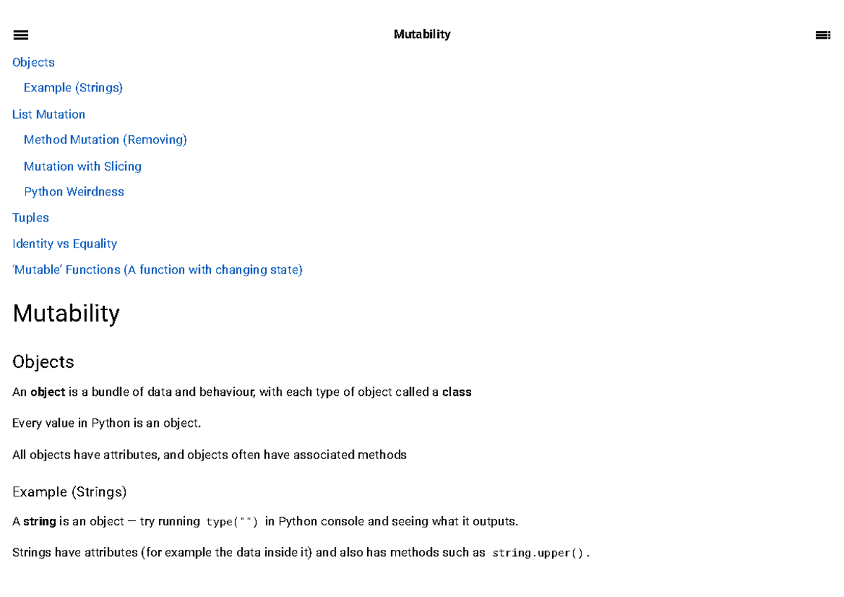 Mutability CS61A Notes - Mutability Objects Example (Strings) List ...