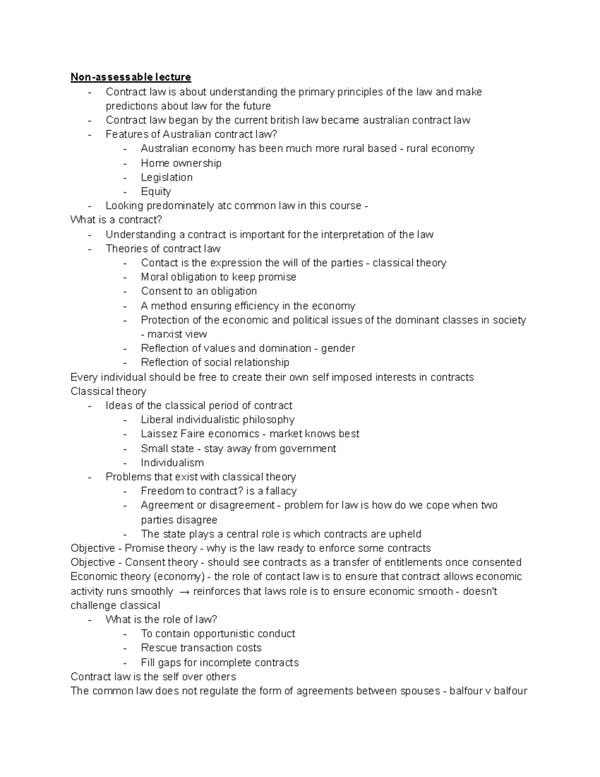 Contracts First Lecture Non Assessable Lecture Contract Law Is About Understanding The