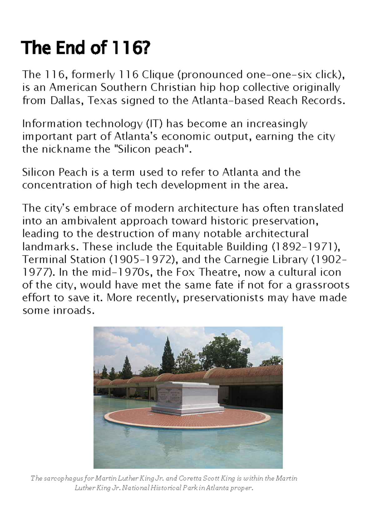 116 - Just another note for SS - The End of 116? The 116, formerly 116 ...