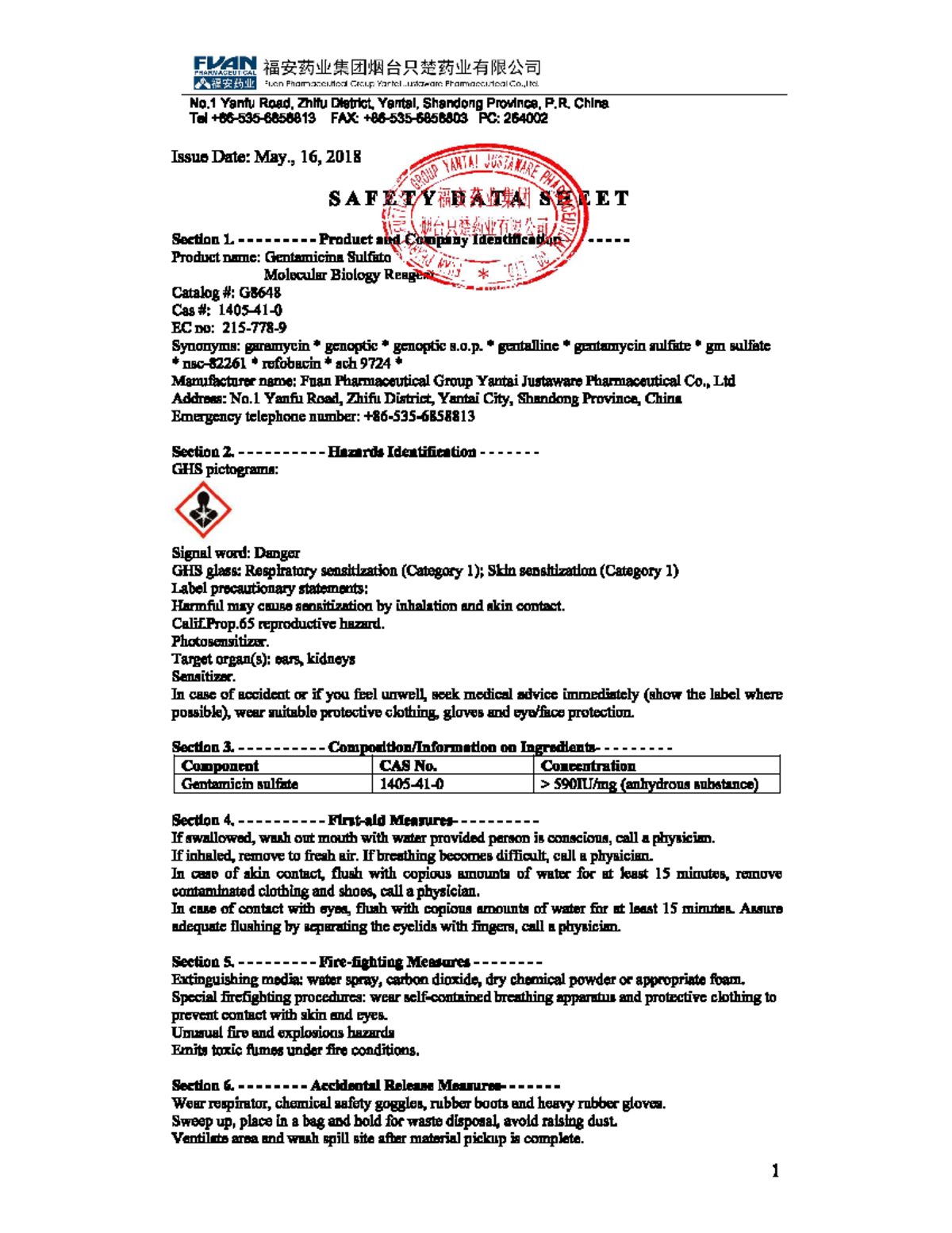 Hoja sds - HOJA SDS - Analisis instrumental - Studocu