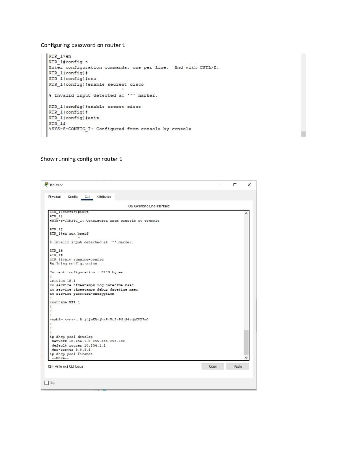 A2 ss - uploading as a help to identify assign questions. - Configuring password on router 2 and ...