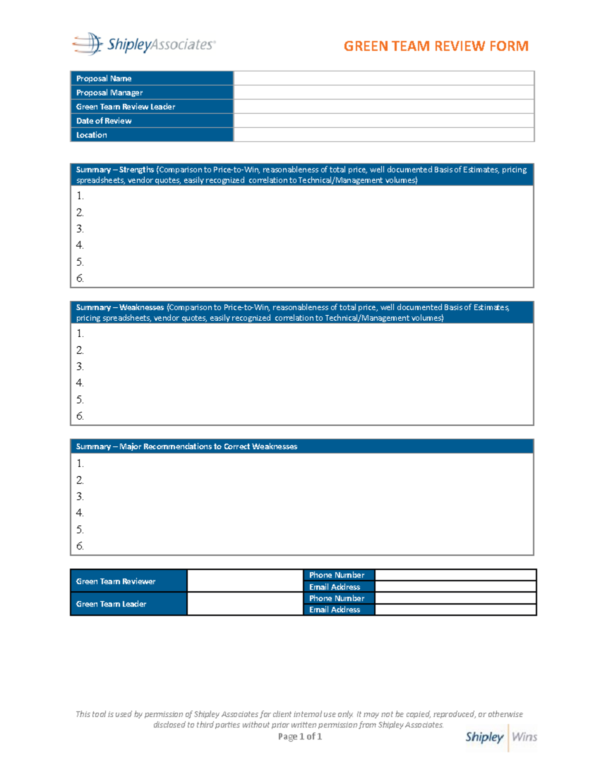 Shipley Green Team Review Form v2 - GREEN TEAM REVIEW FORM Proposal ...