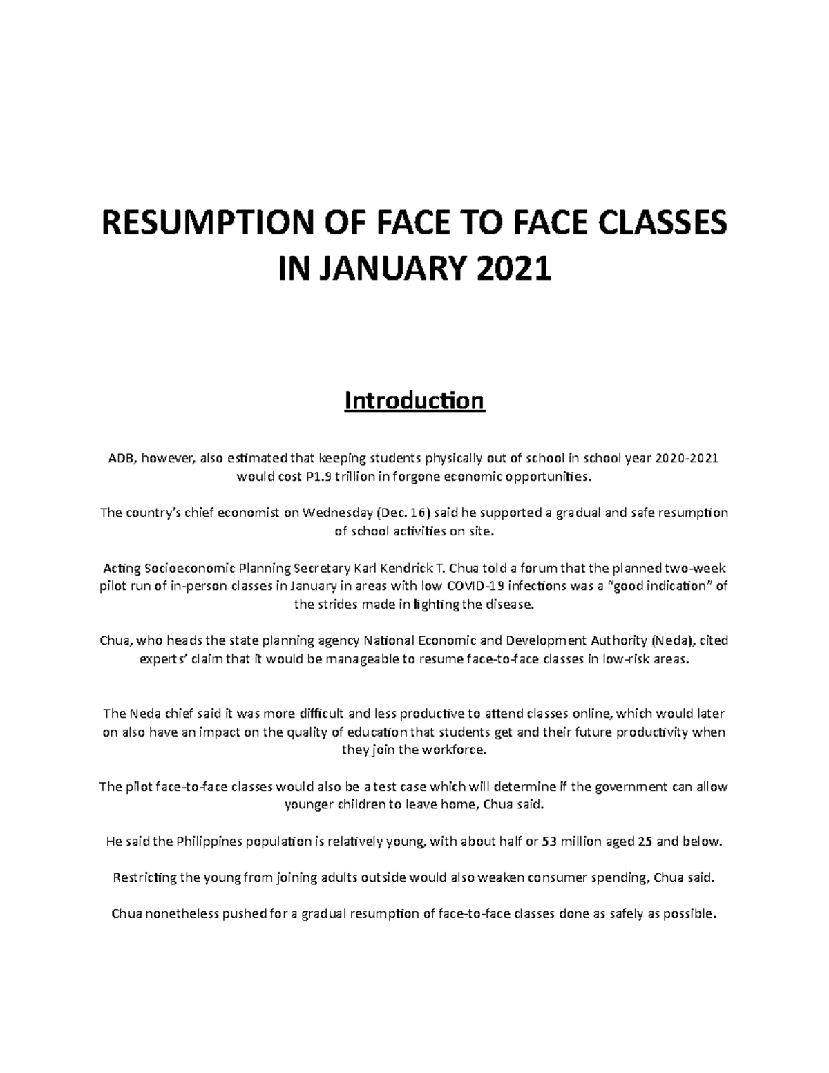 KYLE Lorejooo - Assignments - RESUMPTION OF FACE TO FACE CLASSES IN ...