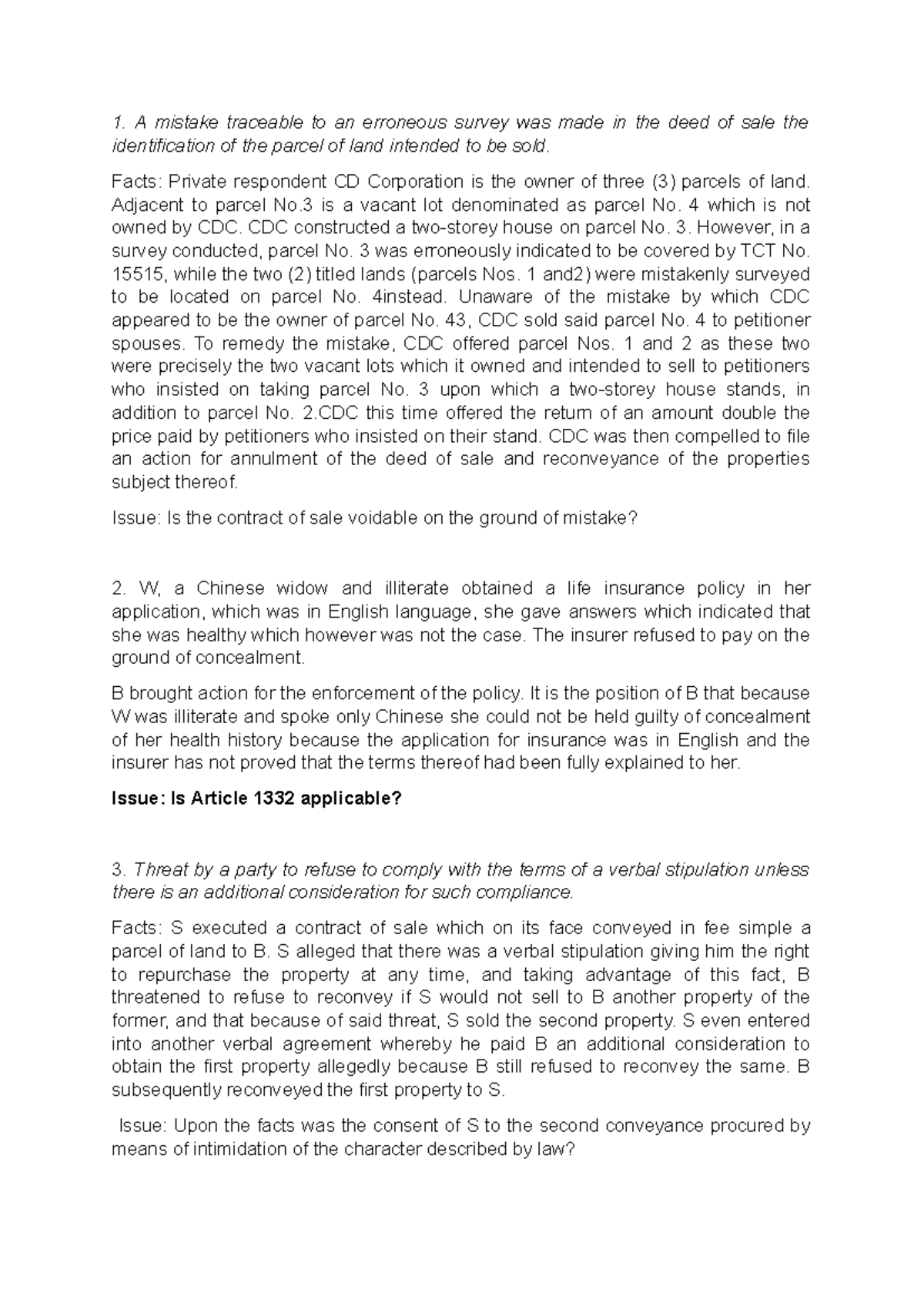 CASE 1 - A mistake traceable to an erroneous survey was made in the ...