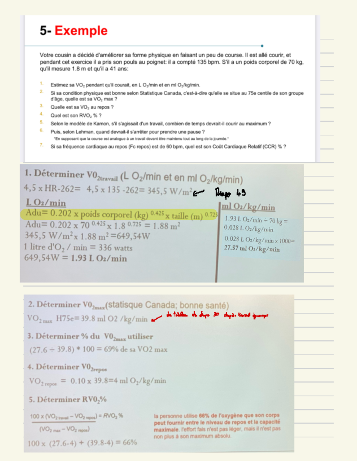 Exercice recap ergo - Exemple Votre cousin a décidé sa forme physique en faisant un peu de ...