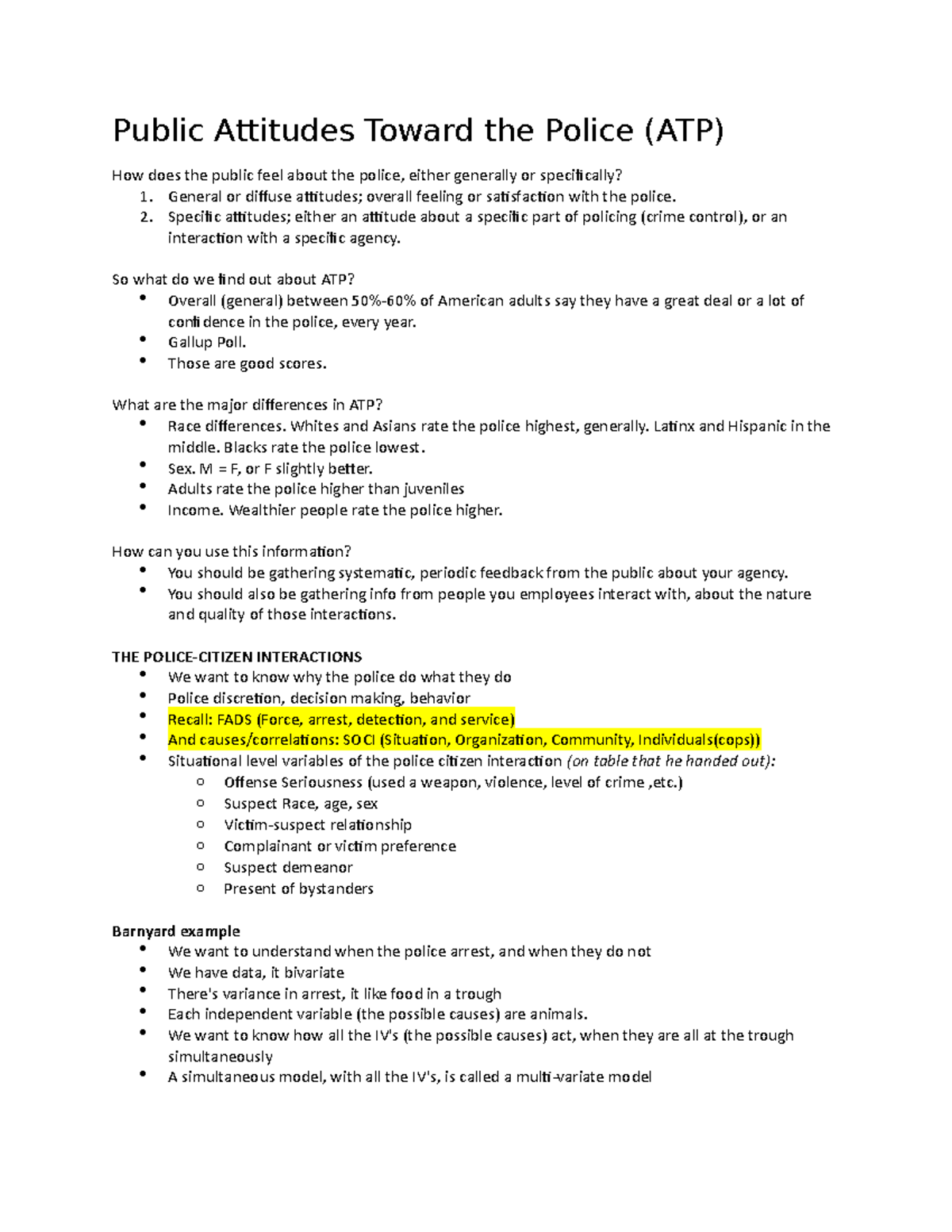 CJ102 Public Attitudes Toward the Police - Public Attitudes Toward the ...