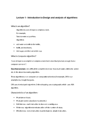 Algorithmns - Concise Info about the whole course - 15CS204J ALGORITHM ...