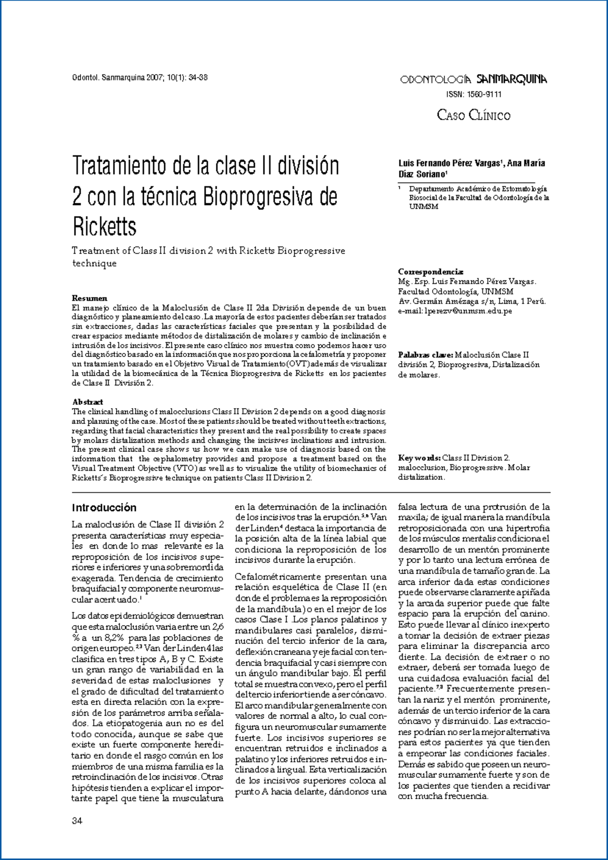 Articulo 2 - BIOPROGRESIVA DE RICKETS - 34 Tratamiento de la clase II ...