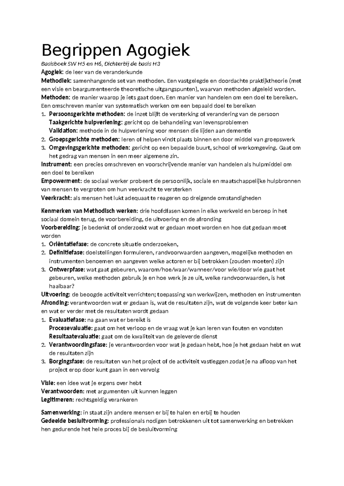 Begrippen Agogiek - Begrippen Agogiek Basisboek SW H5 en H6, Dichterbij ...