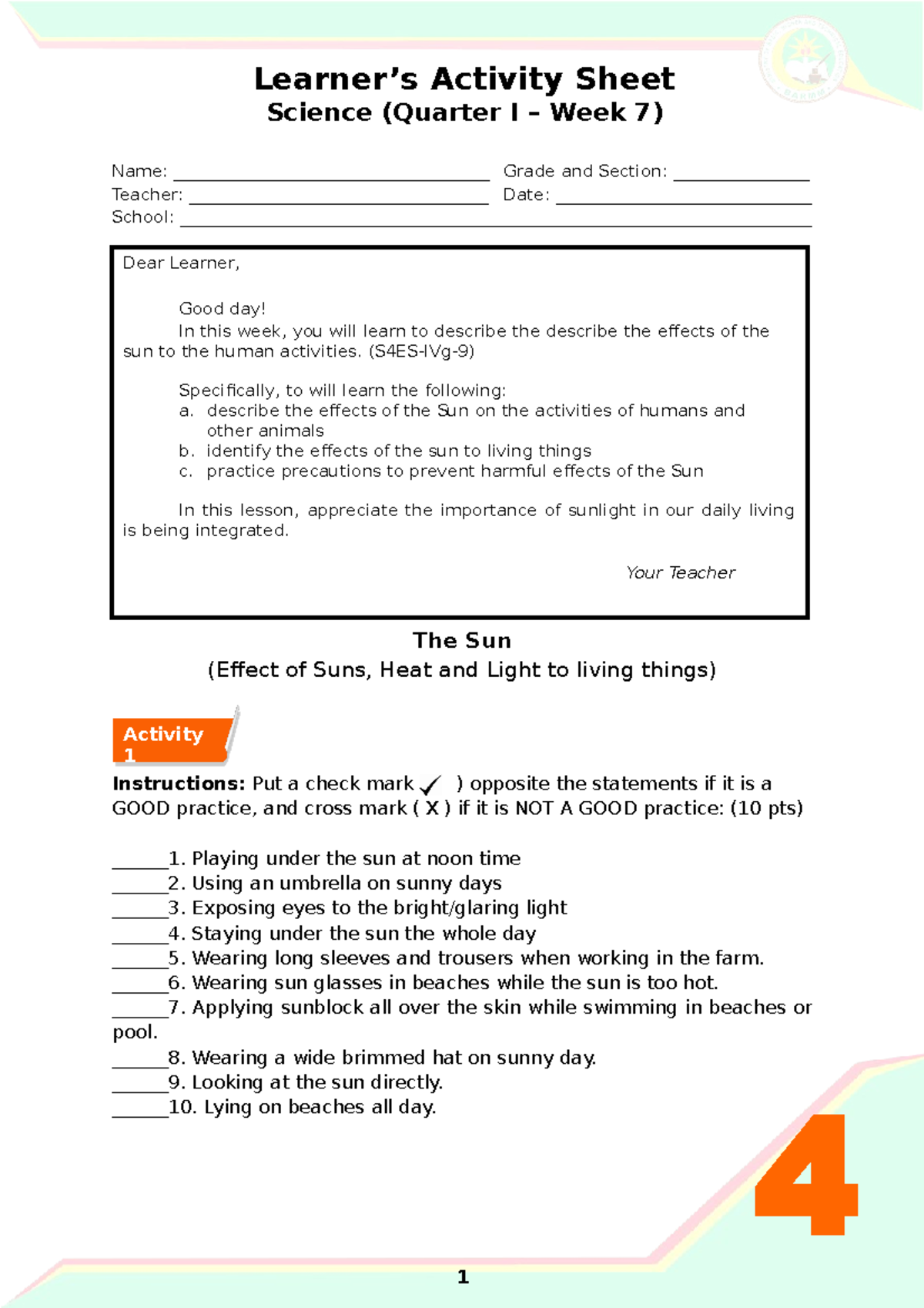 G4 sci Q4 W7 - Ok...... - Name ...