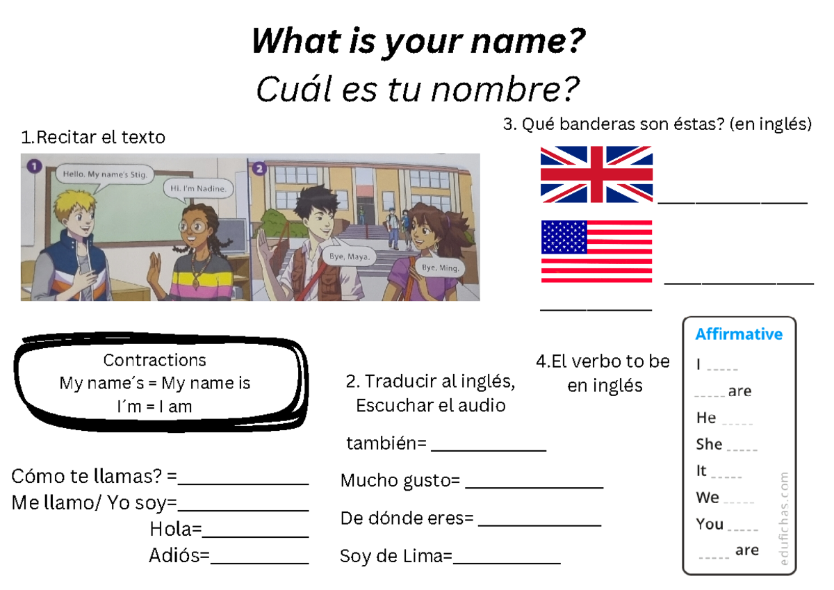 What is your name - What is your name? Cuál es tu nombre? 1 el texto ...
