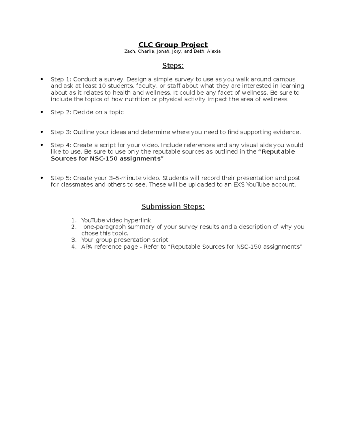 CLC Group Project - Reading guide answers and good study tools - CLC Group Project Zach, Charlie ...