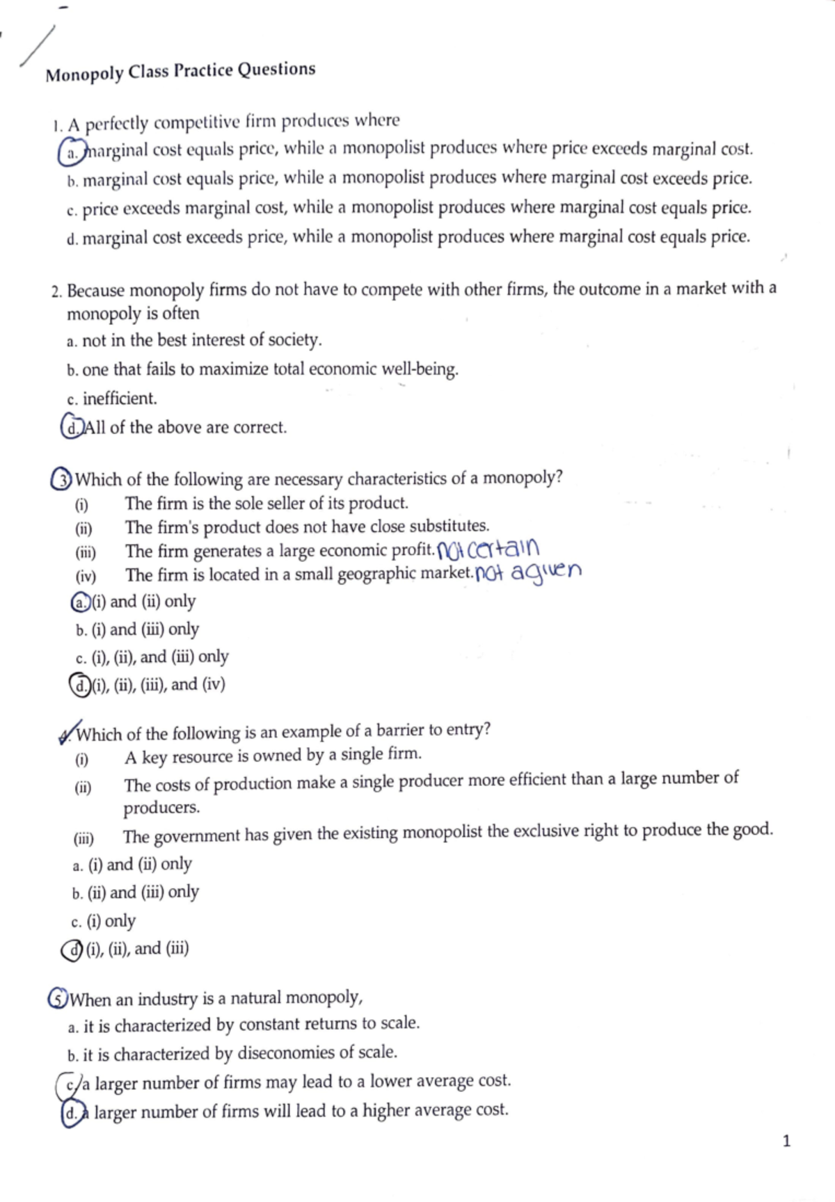 Monopoly class practice questions - ####### p • Q • ####### Monopoly ...