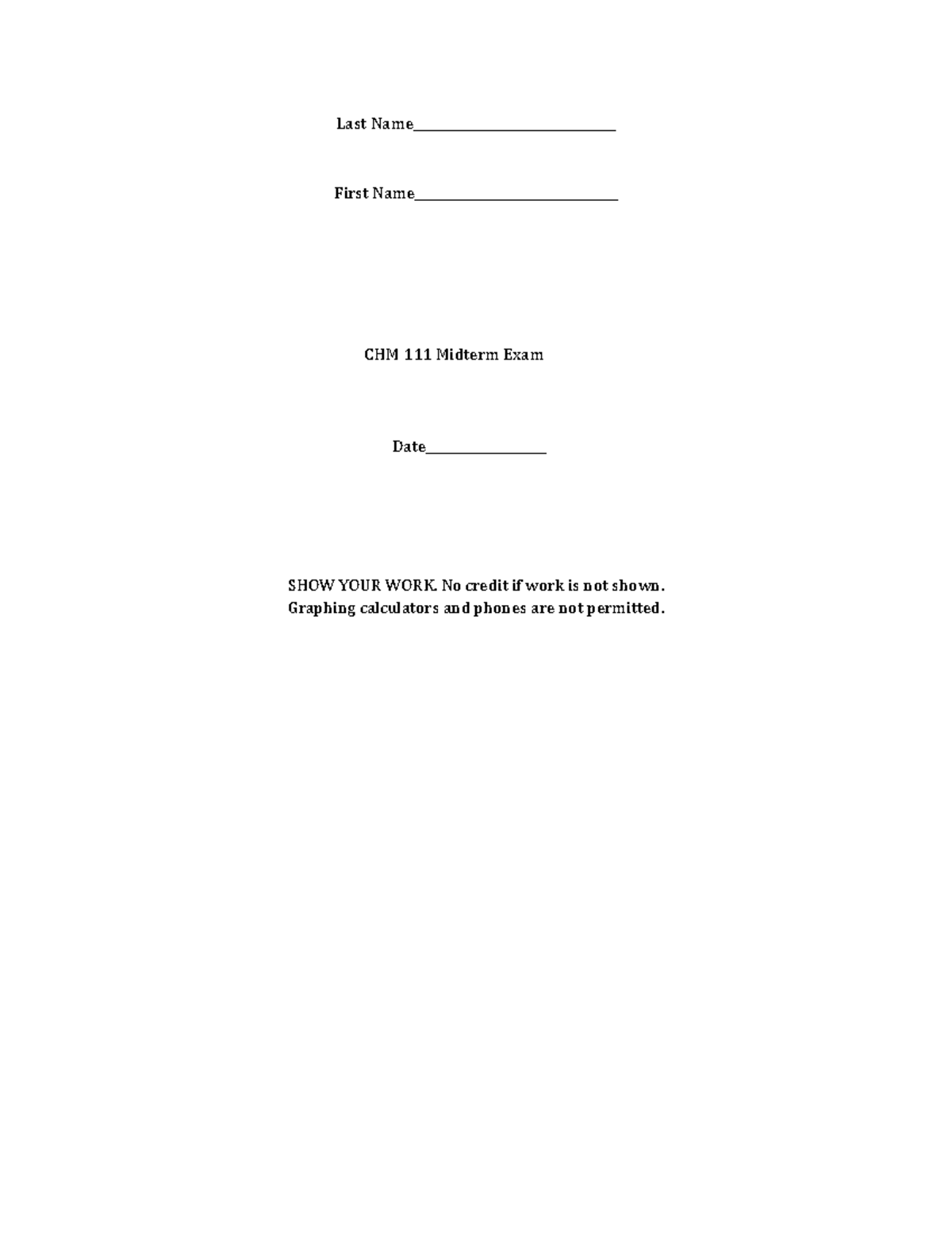 CHM 111 Midterm-F21-key - Last Name________________________________ First - Studocu