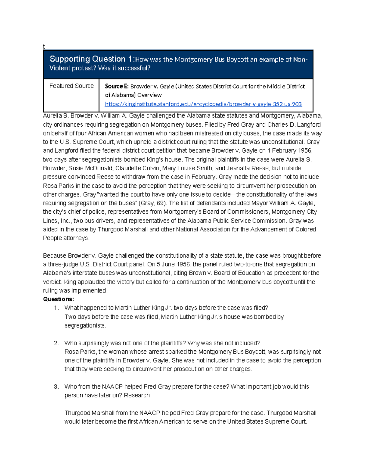 Copy of Copy of Extra SQ1 SE Browder v. Gayle - t Supporting Question 1 ...
