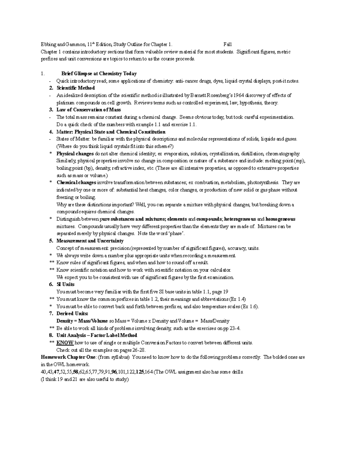 Chapter 1 Outline - Ebbing and Gammon, 11thEdition, Study Outline for ...