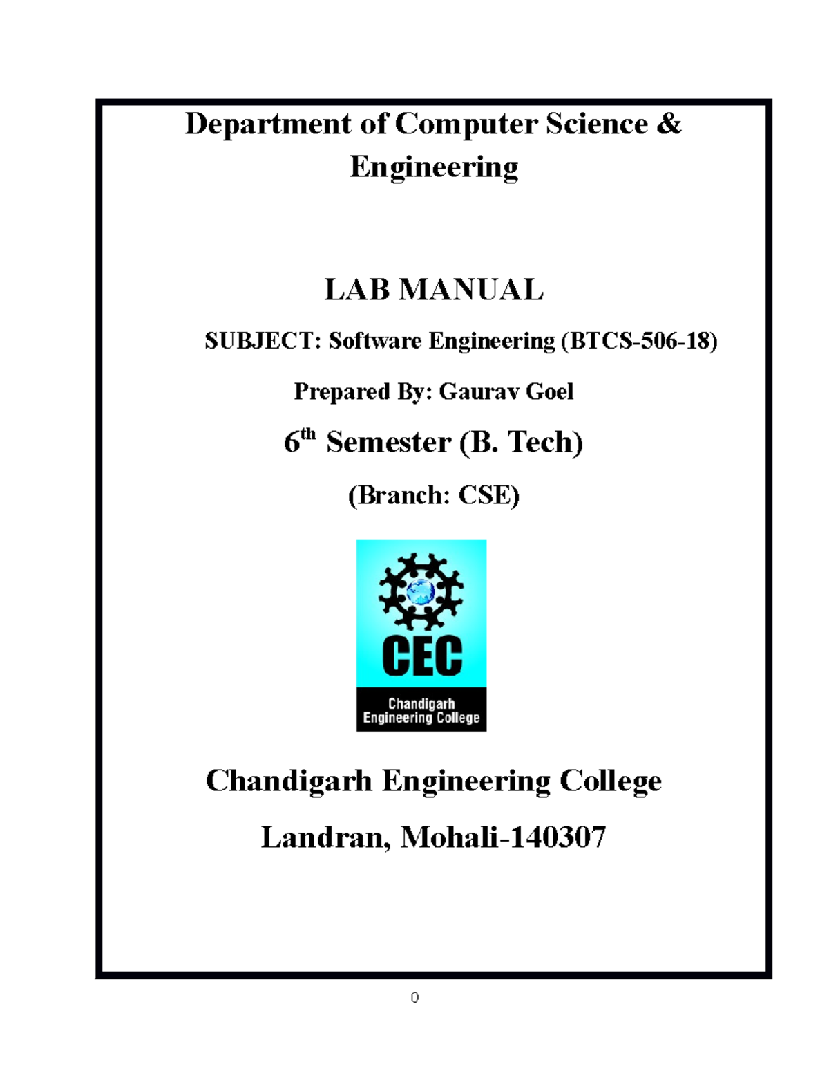 Se lab Manual - Department of Computer Science & Engineering LAB MANUAL ...