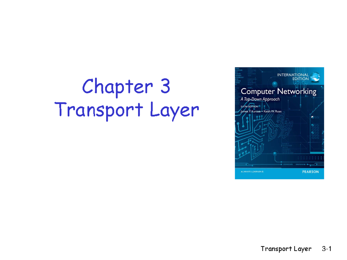 Transport Layer Lecture Notes Chapter 3 Transport Layer Transport Layer Chapter 3 Transport