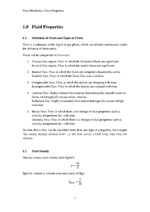 Practice questions for fluid mechanics 1 - EM211 / BEM2033 Fluid ...