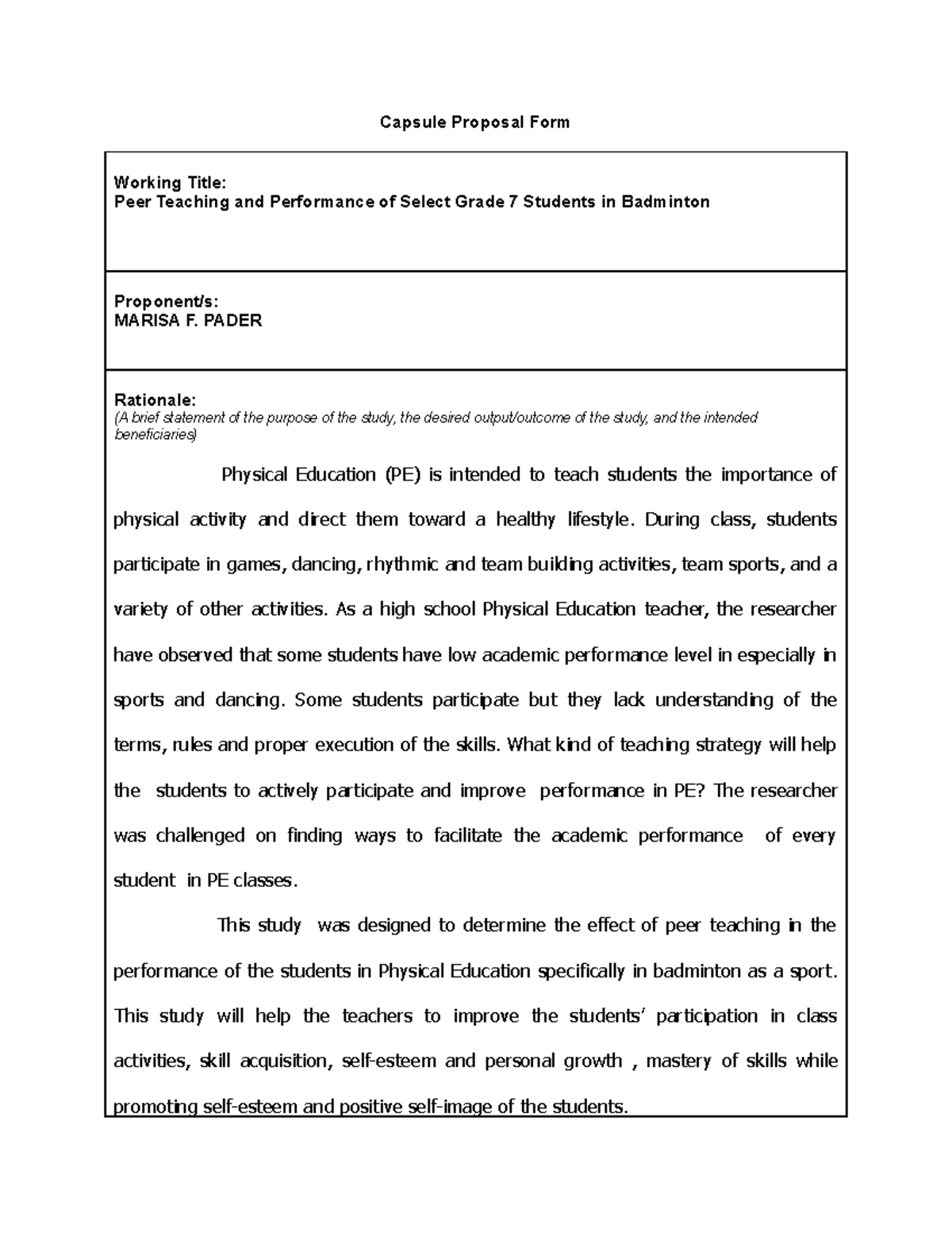 Capsule Proposal Template marisapader - Capsule Proposal Form Working ...