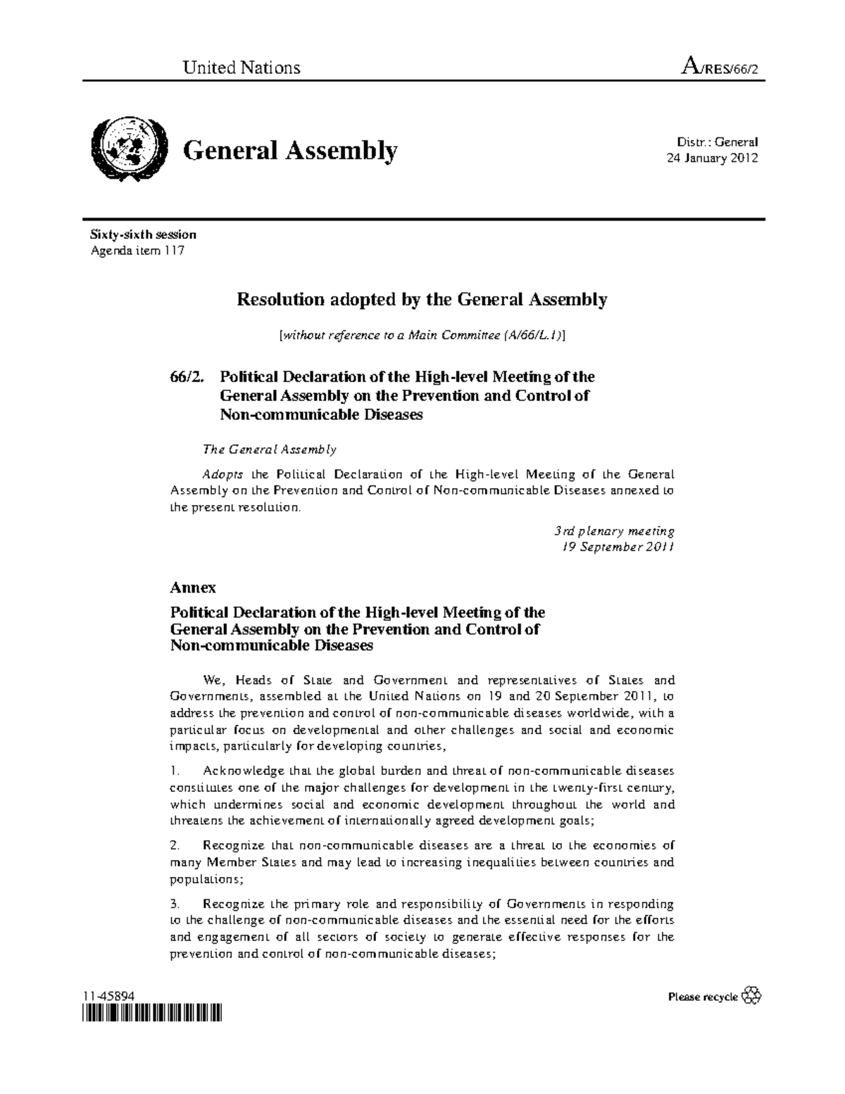 Political Declaration - World Health Organization ( PDFDrive ) - United ...